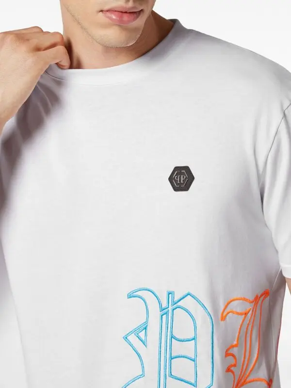 Philipp Plein Logo-embroidered Cotton T-shirt