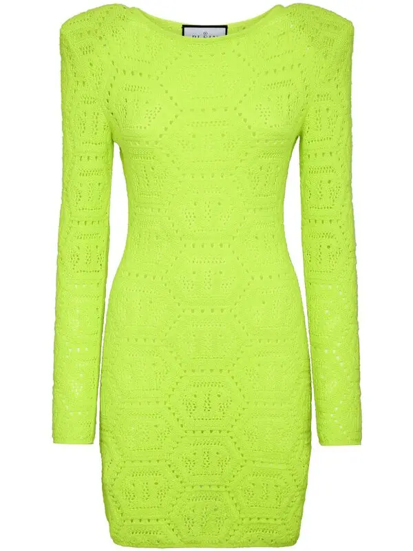 Philipp Plein Monogram-intarsia Mini Dress - Green