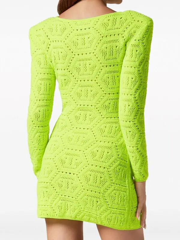 Philipp Plein Monogram-intarsia Mini Dress - Green