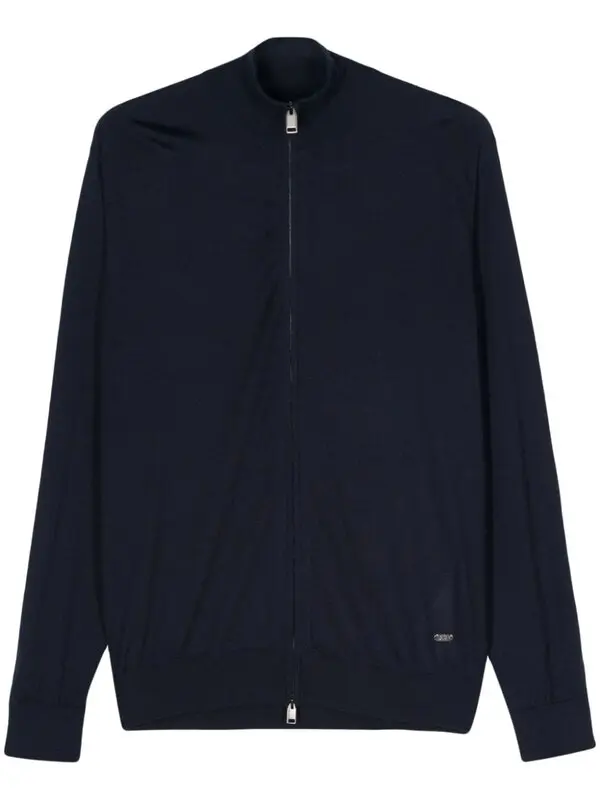 Brioni Logo-plaque Zipped Jumper - Blue