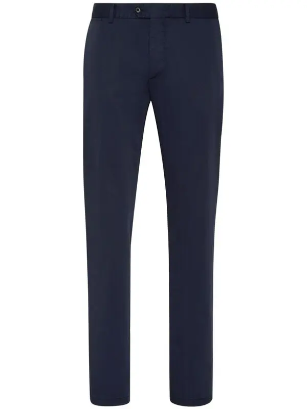 Philipp Plein Belt-loops Button-fastening Slim-fit Trousers - Blue