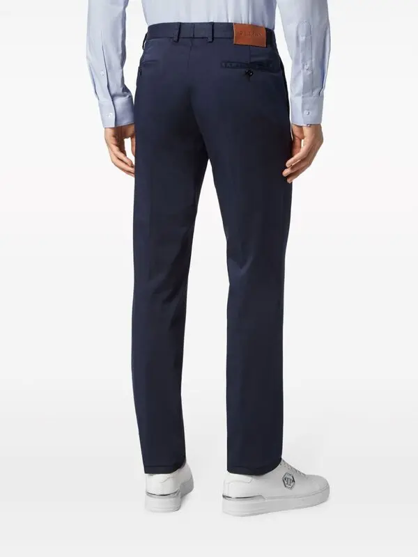 Philipp Plein Belt-loops Button-fastening Slim-fit Trousers - Blue