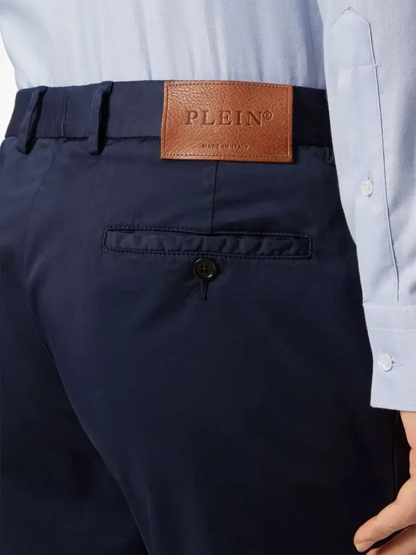 Philipp Plein Belt-loops Button-fastening Slim-fit Trousers - Blue