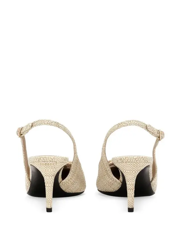 Dolce & Gabbana Logo-plaque Raffia Slingback Pumps