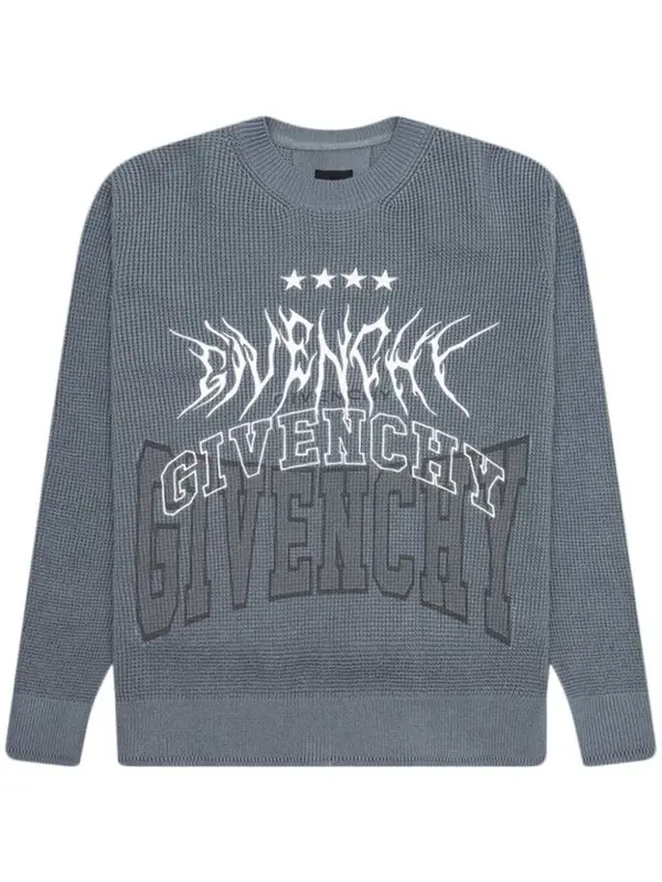 Givenchy Logo-embroidered Waffle-knit Jumper - Grey