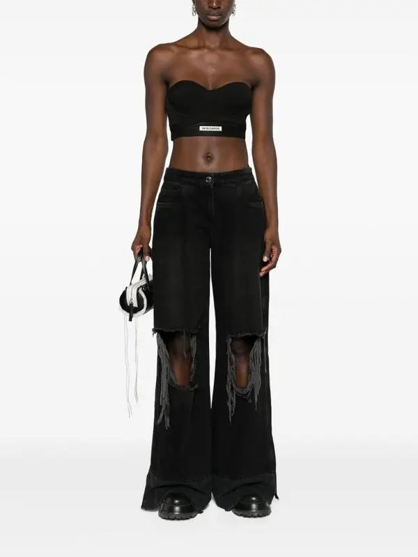 Patrizia Pepe Logo-patch Tailored Bustier Top - Black
