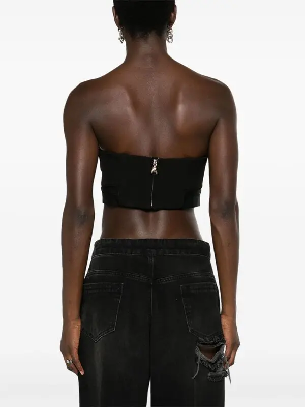 Patrizia Pepe Logo-patch Tailored Bustier Top - Black