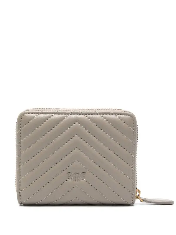 Pinko Chevron-quilted Leather Wallet - Neutrals