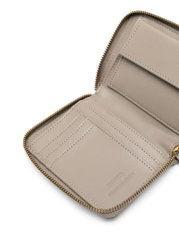 Pinko Chevron-quilted Leather Wallet - Neutrals
