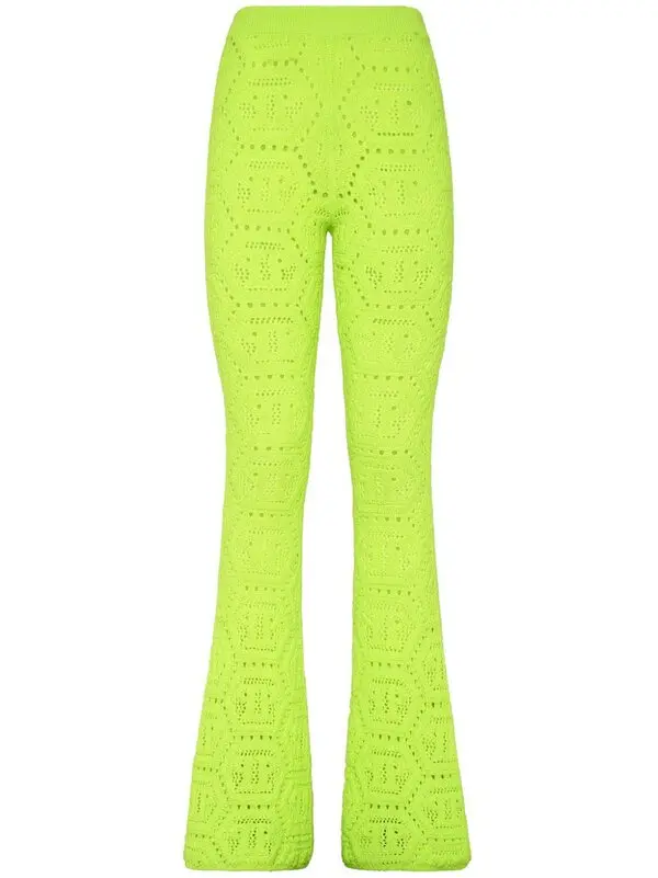 Philipp Plein Patterned Knit Flared Trousers