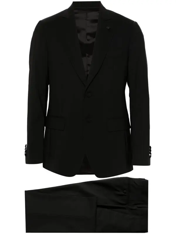 LARDINI Single-breasted Wool-blend Suit - Black