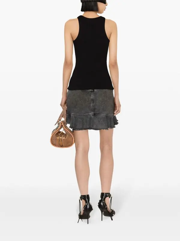 Blumarine Rhinestoned Ribbed-knit Tank Top