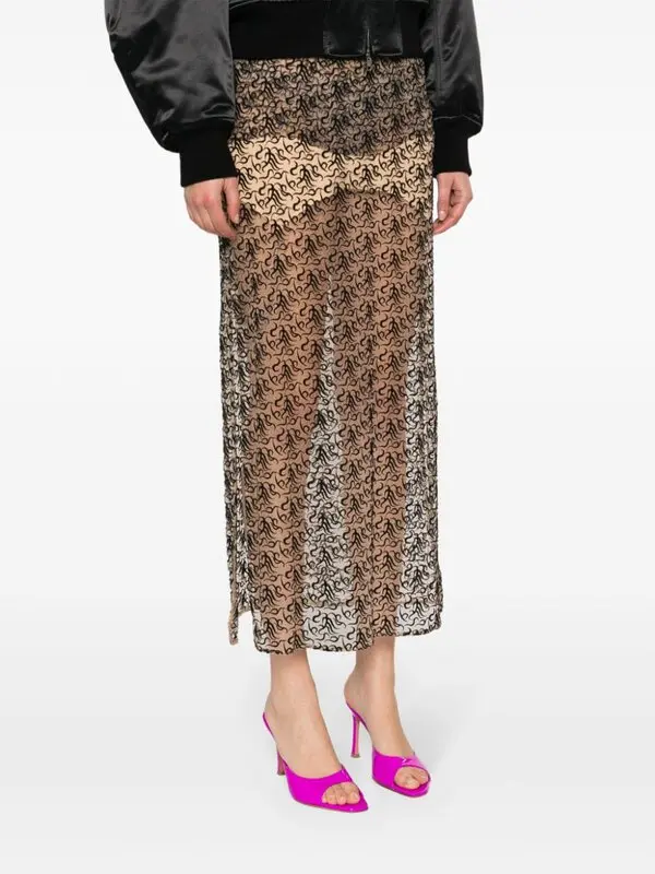 Attico Embroidered Semi-sheer Skirt