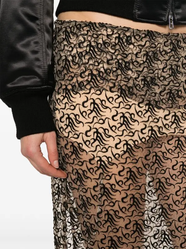 Attico Embroidered Semi-sheer Skirt