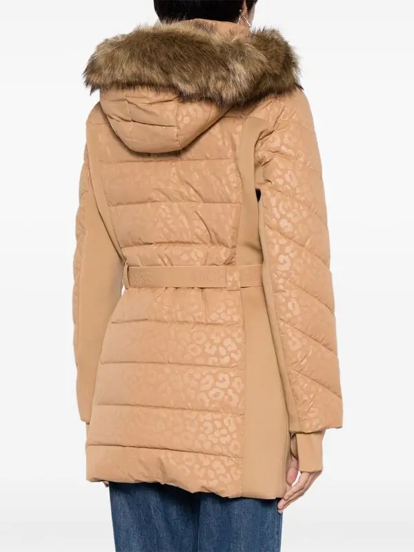Michael Kors Leopard-print Padded Parka Coat - Brown