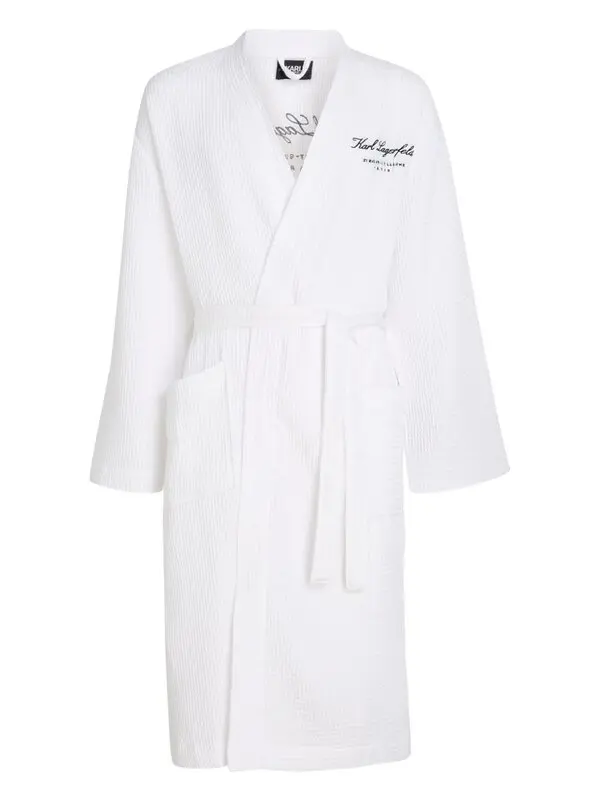 Karl Lagerfeld Hotel Karl Waffle-knit Bathrobe - White