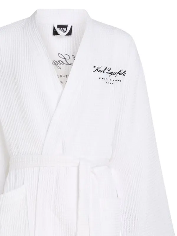 Karl Lagerfeld Hotel Karl Waffle-knit Bathrobe - White