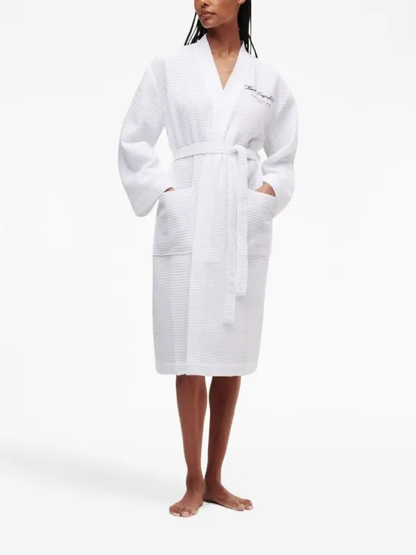 Karl Lagerfeld Hotel Karl Waffle-knit Bathrobe - White
