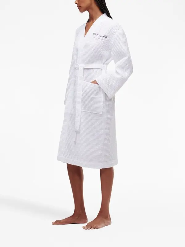 Karl Lagerfeld Hotel Karl Waffle-knit Bathrobe - White