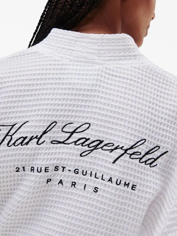 Karl Lagerfeld Hotel Karl Waffle-knit Bathrobe - White