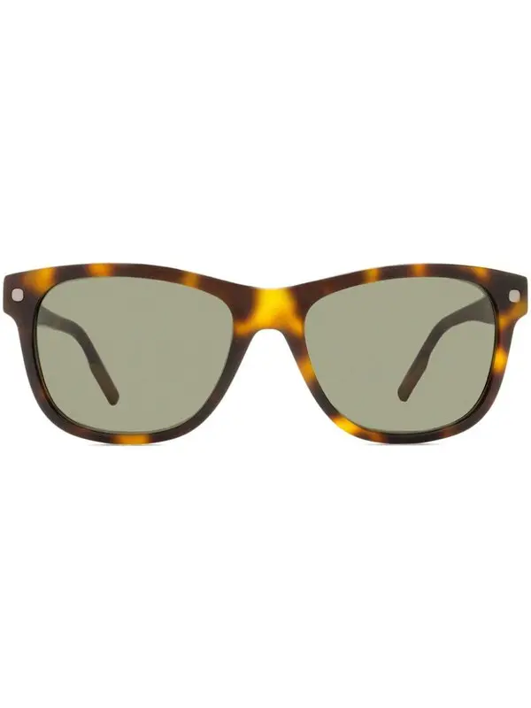 Zegna Tortoiseshell Rectangle Sunglasses - Brown