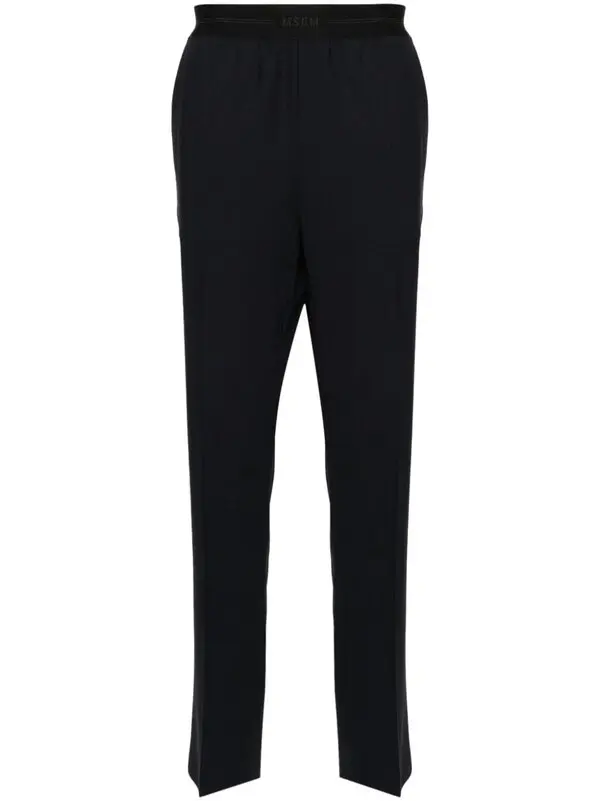 MSGM Logo-waistband Tailored Trousers - Blue