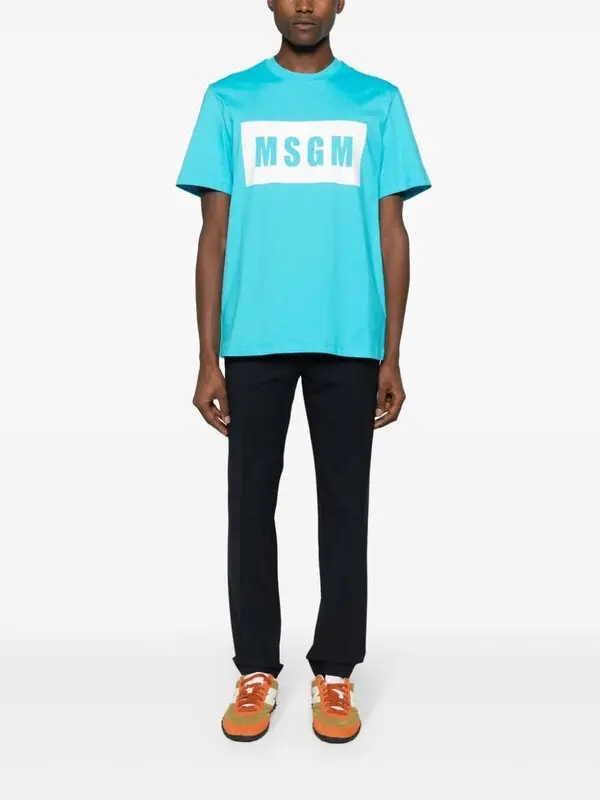 MSGM Logo-waistband Tailored Trousers - Blue