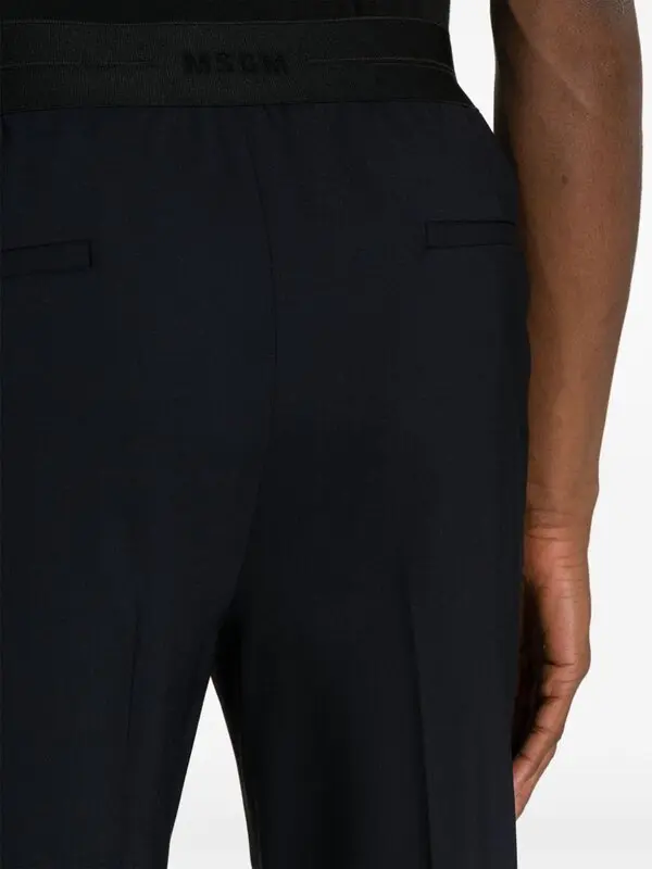 MSGM Logo-waistband Tailored Trousers - Blue