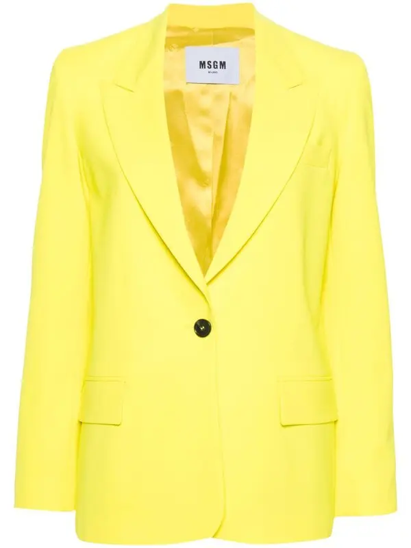 MSGM Single-breasted Peak-lapels Blazer - Yellow