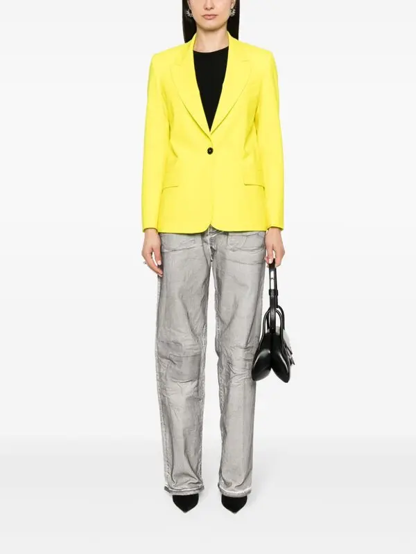 MSGM Single-breasted Peak-lapels Blazer - Yellow