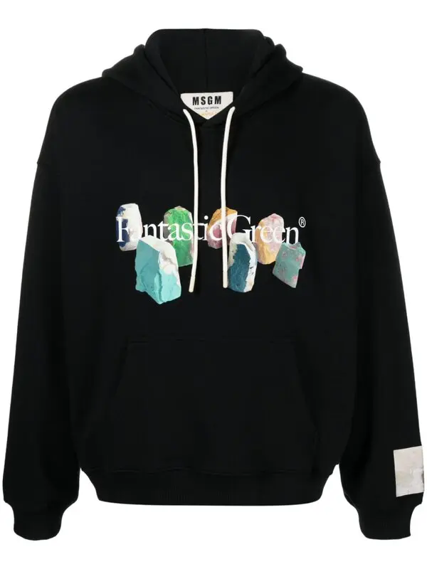 MSGM Slogan-print Organic-cotton Hoodie