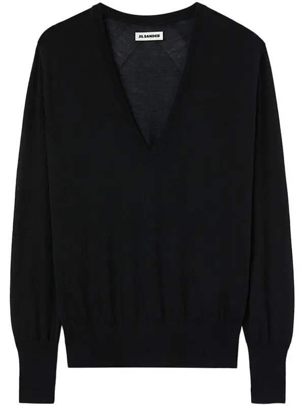 JIL SANDER V-neck Cashmere Top - Black