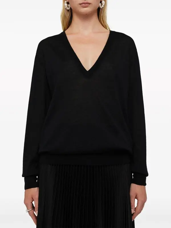 JIL SANDER V-neck Cashmere Top - Black