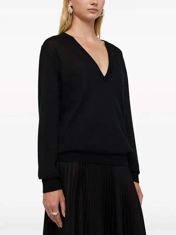 JIL SANDER V-neck Cashmere Top - Black