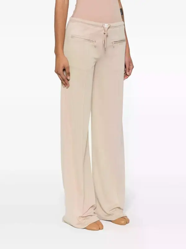 COURREGES Logo-patch Ribbed Trousers - Neutrals