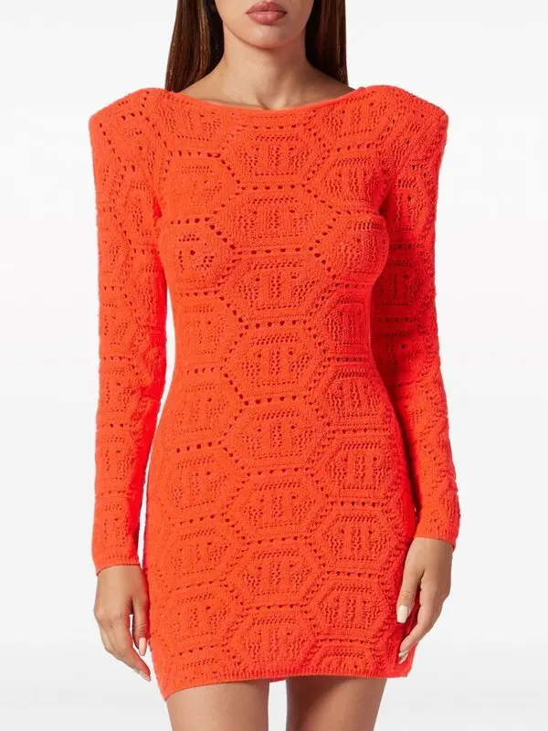 Philipp Plein Monogram-intarsia Mini Dress