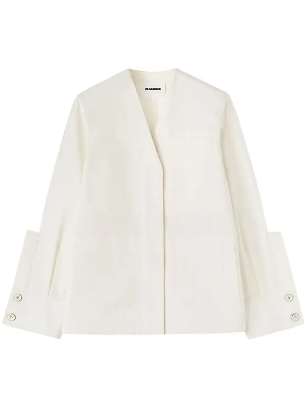 JIL SANDER V-neck Cotton-blend Jacket