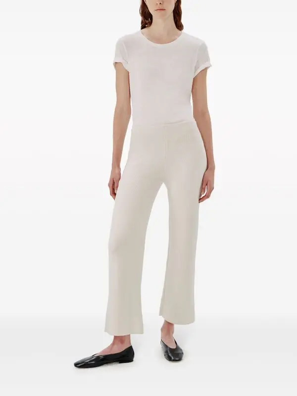 Another Tomorrow Ribbed-knit Cropped Trousers