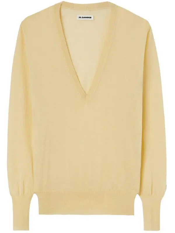 JIL SANDER V-neck Cashmere Top - Yellow