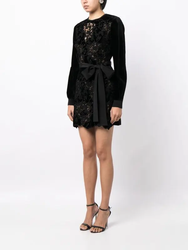 Elie Saab Floral-Lace Velvet Dress In Black - 49% Off | Editorialist
