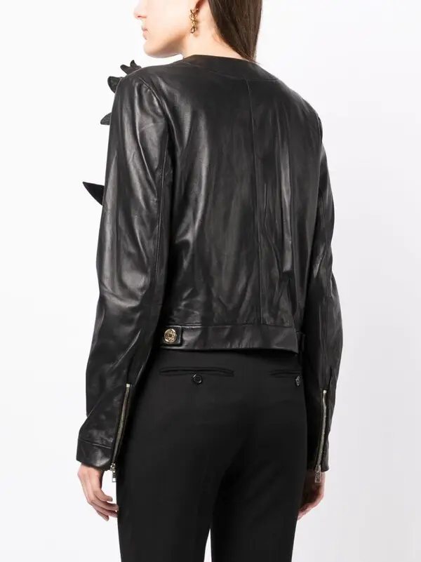 Elie Saab Floral-embroidered Leather Jacket