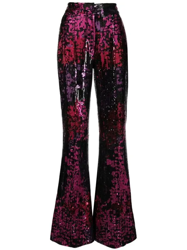 Elie Saab Sequin Embellished Flared Trousers - Black