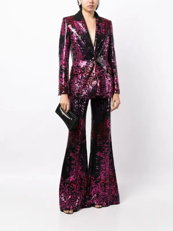 Elie Saab Sequin Embellished Flared Trousers - Black