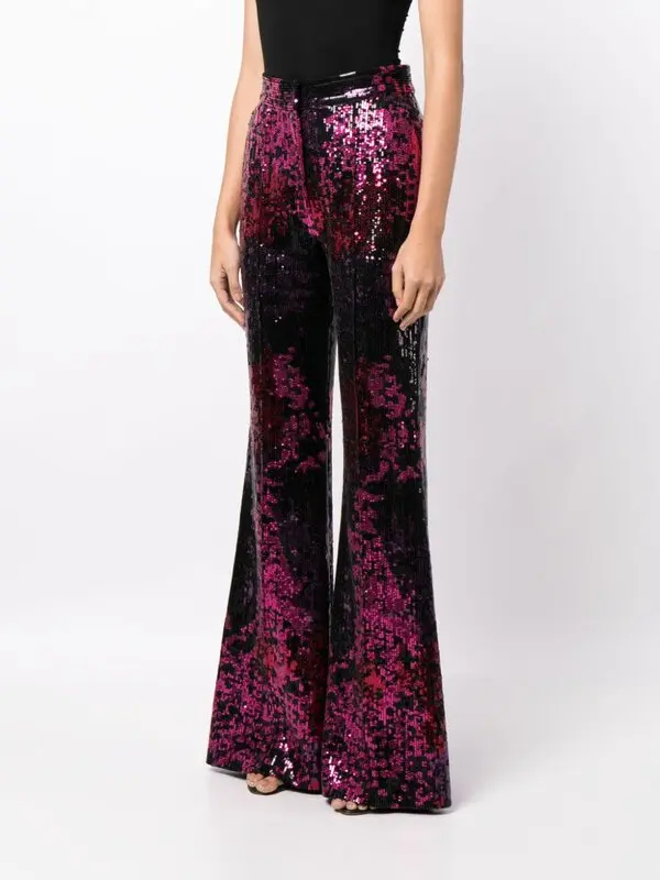 Elie Saab Sequin Embellished Flared Trousers - Black