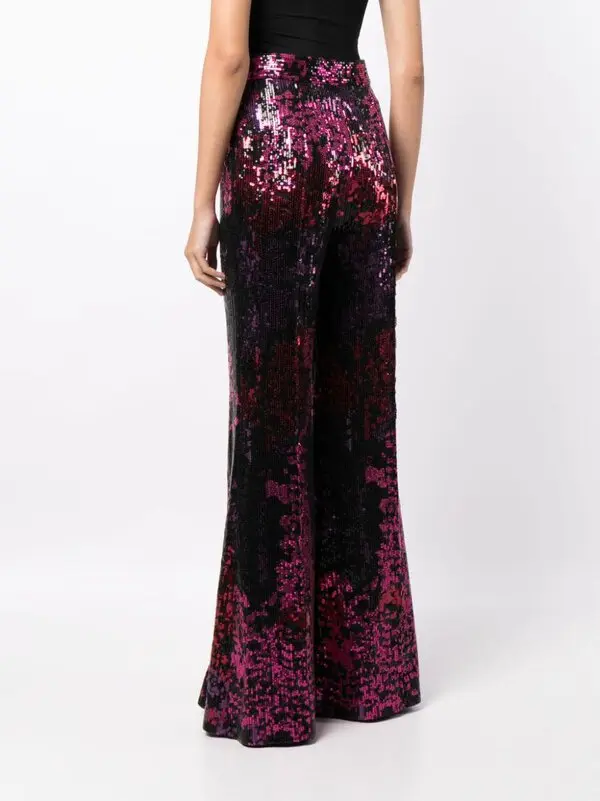 Elie Saab Sequin Embellished Flared Trousers - Black