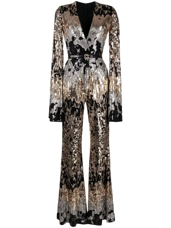 Elie Saab Sequin-embellished Jumpsuit - Gold