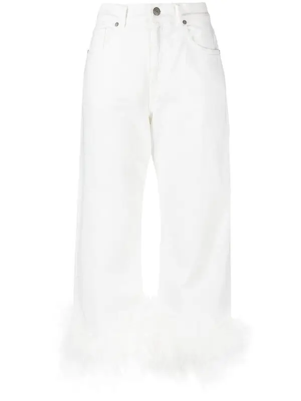 P.a.r.o.s.h Feather-trim Straight Leg Jeans