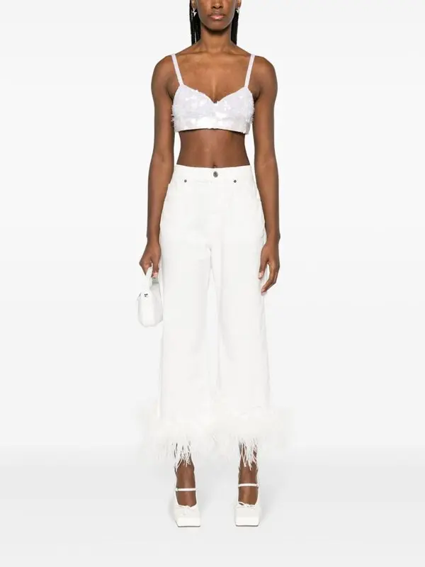 P.a.r.o.s.h Feather-trim Straight Leg Jeans
