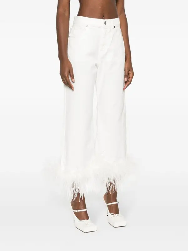 P.a.r.o.s.h Feather-trim Straight Leg Jeans