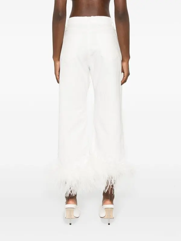 P.a.r.o.s.h Feather-trim Straight Leg Jeans